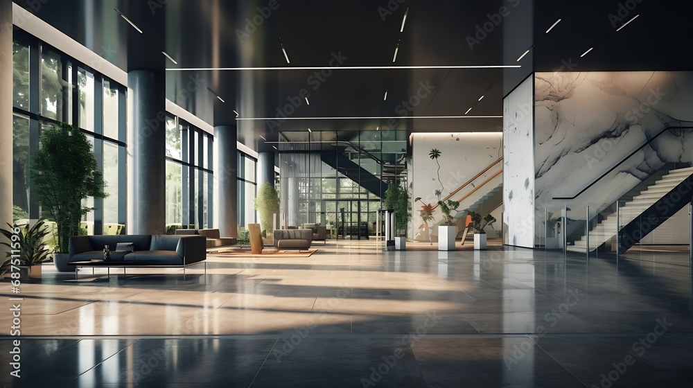 interior of modern entrance hall in modern office building : Generative ...