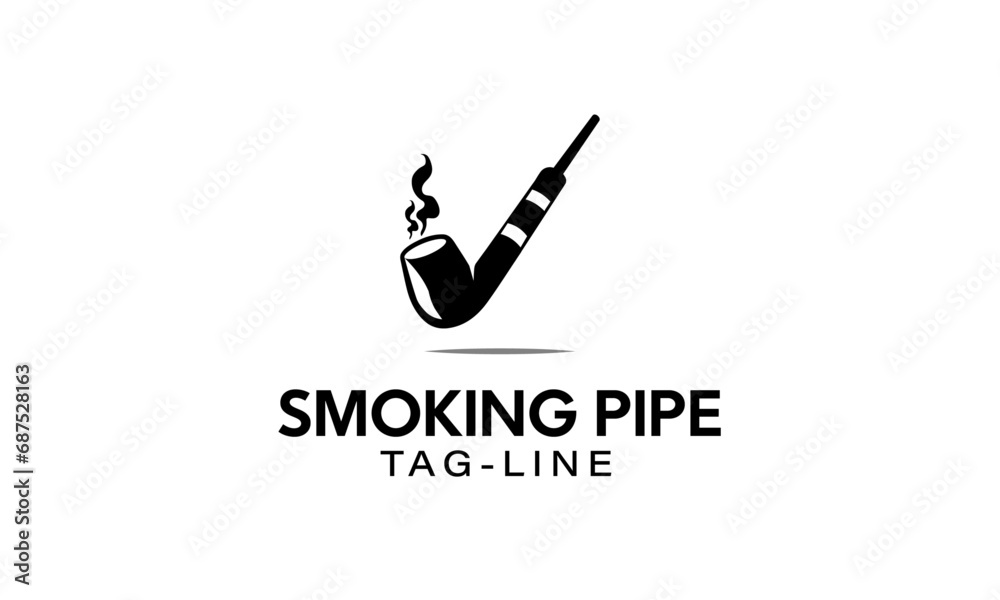 Smoking pipe minimal and simple Logo black and white vectorized logo ...