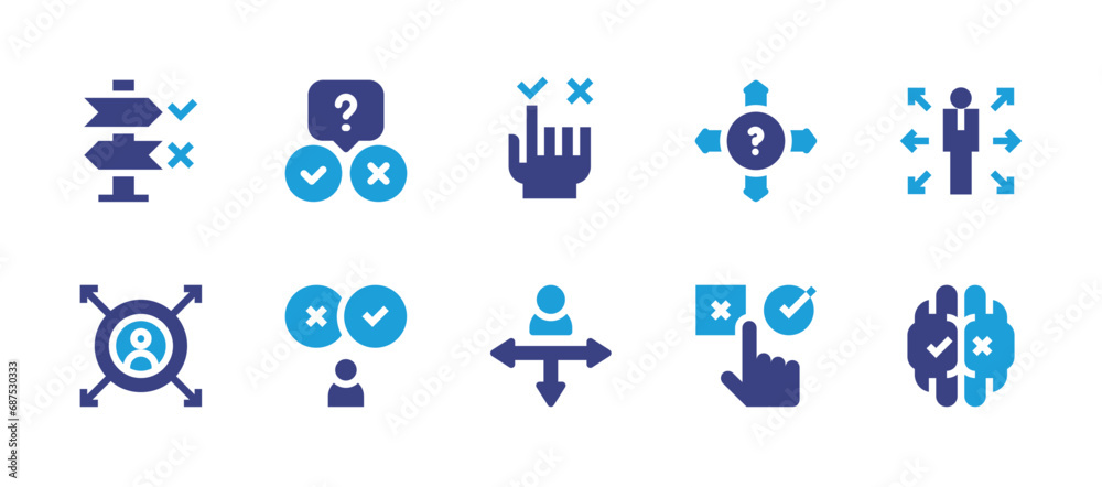 Decision making icon set. Duotone color. Vector illustration ...