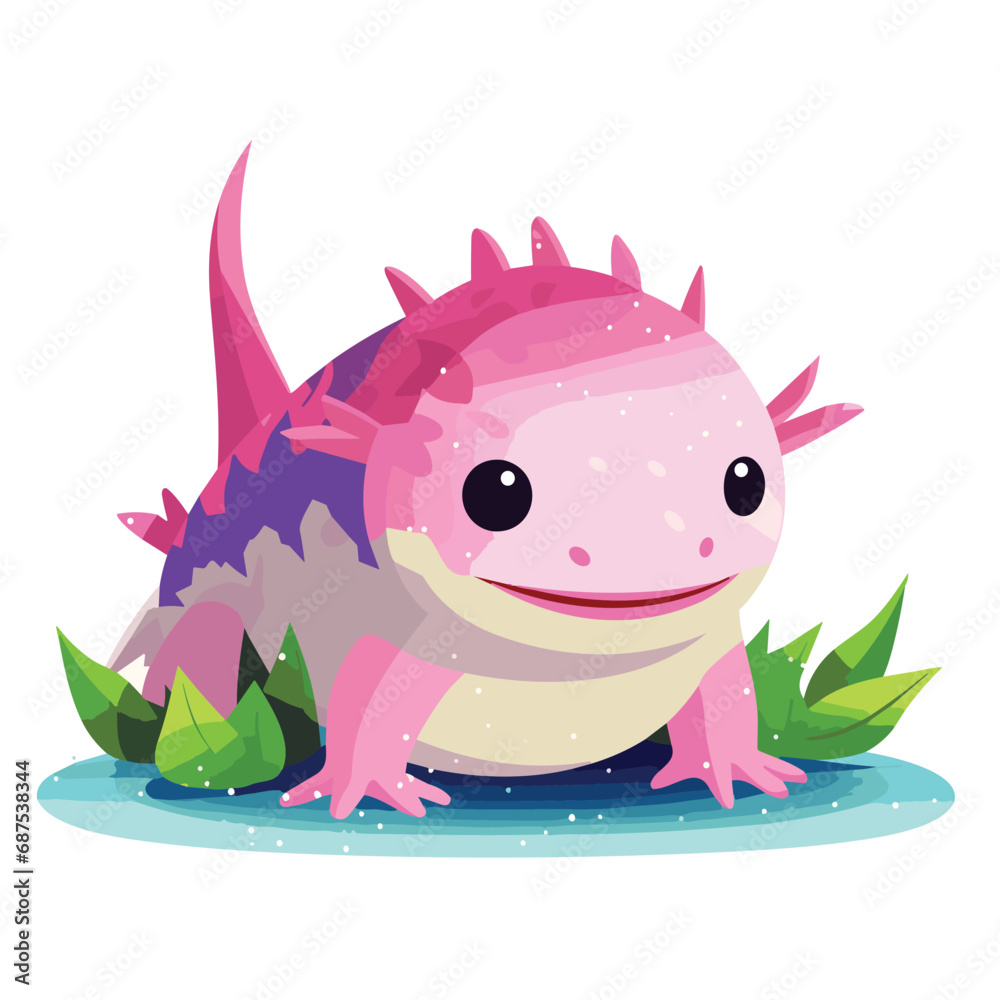 axolote ajolote pink happy cute kawaii animal Stock Vector | Adobe Stock