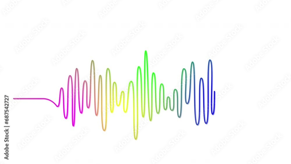 Continuous one line drawing of sound wave with different amplitude ...