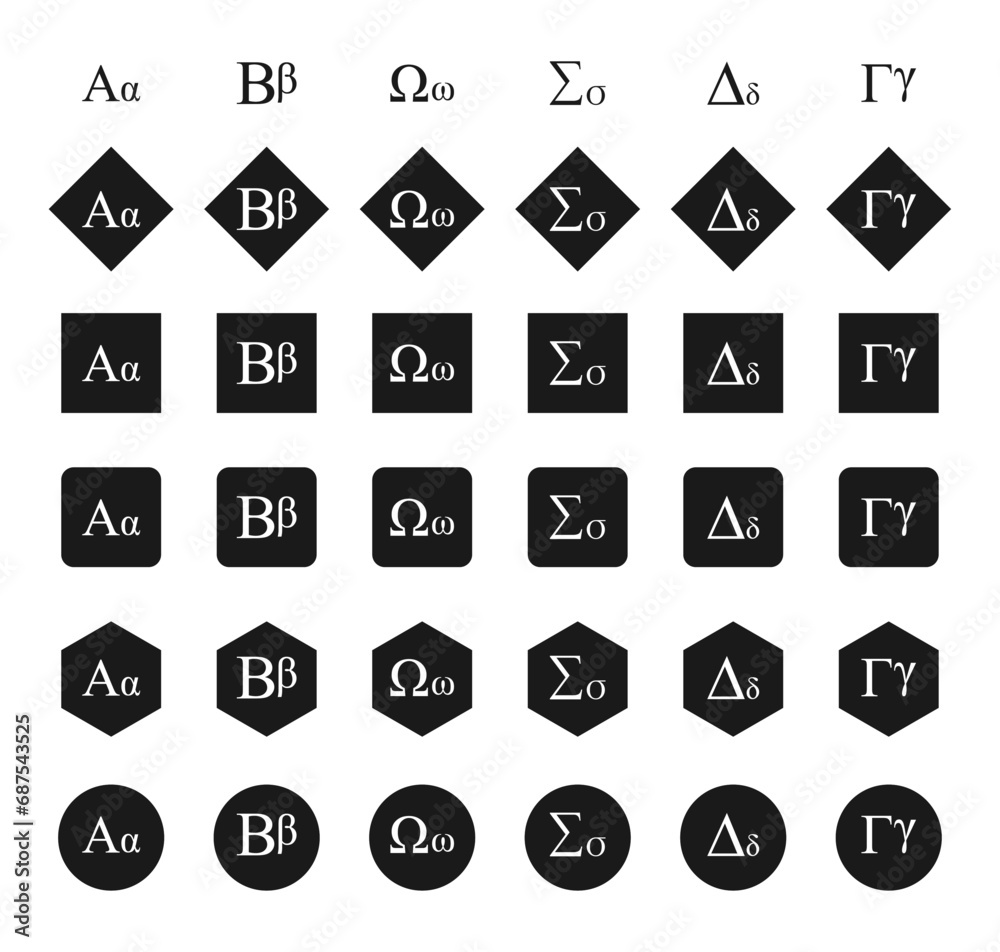 alpha beta gamma delta omega sigma sign symbol. vector illustration ...