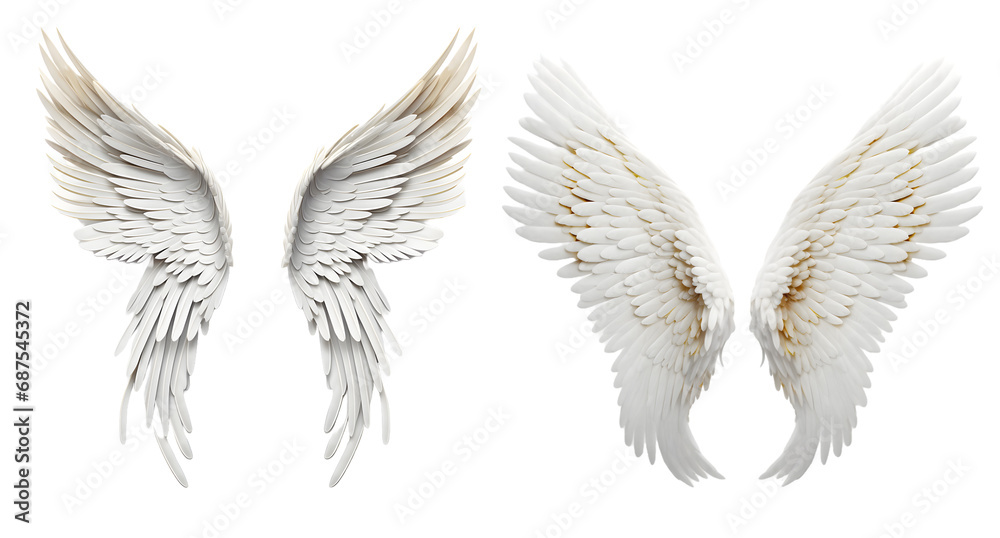 Angel wings white transparent background on white background ...