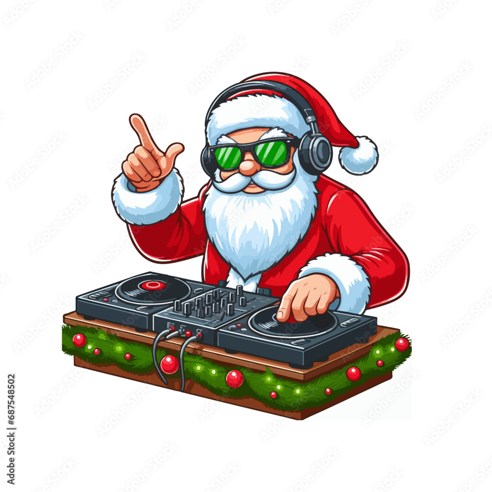 Dj Santa Claus Cute santa claus vector illustration. Christmas Apparel ...