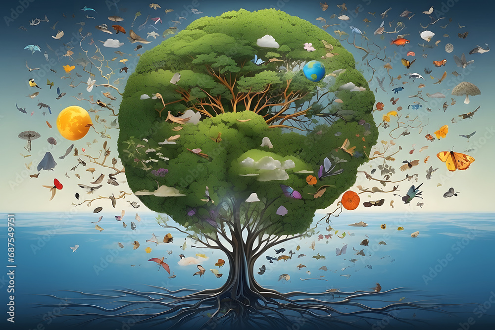 Visualize the mind as a delicate ecosystem Stock Illustration | Adobe Stock