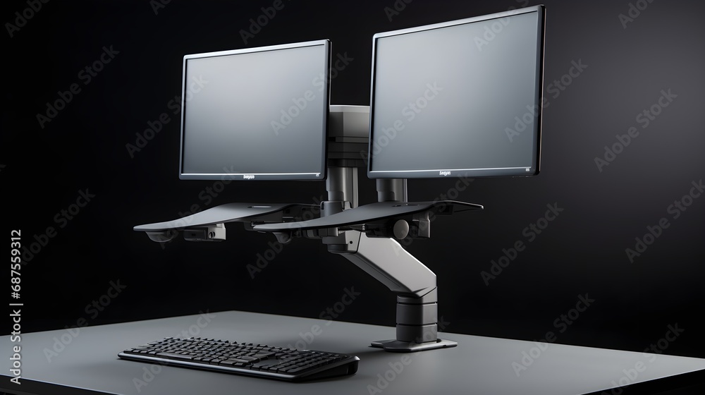 Dual-monitor stand with adjustable arms for ergonomic multi-display ...