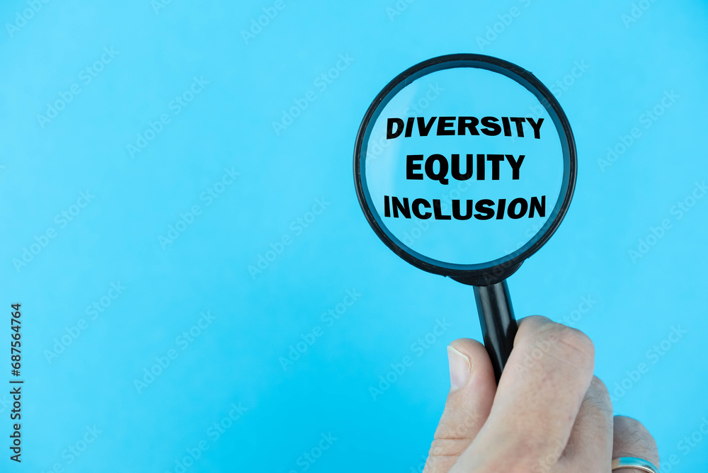 Diversity, Equity, Inclusion (DEI) concept, under magnifying glass ...
