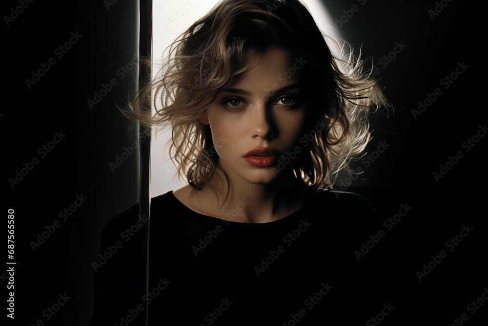 Fotka „Dark Portraits. Dark minimalistic woman portraits. Cinematic ...