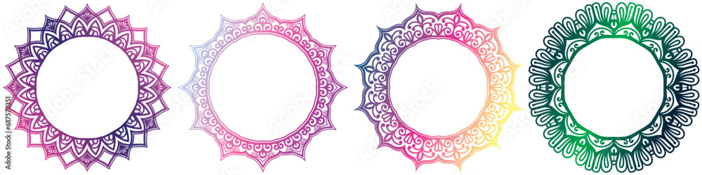 coloring art frame design, art circle set, mandala border design. Stock ...