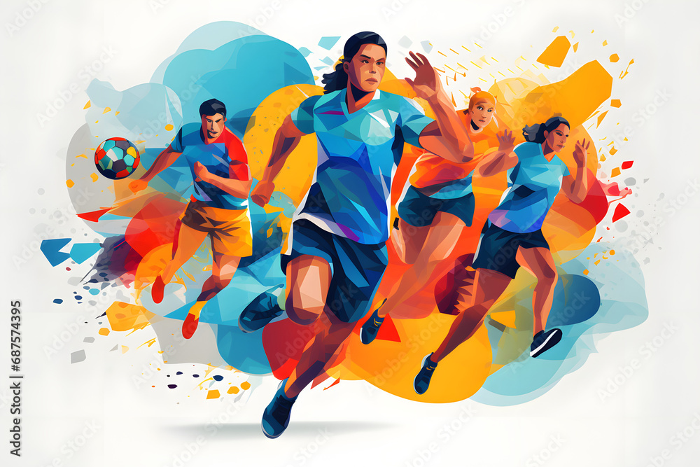 Sports background design with sport players in different activities ...