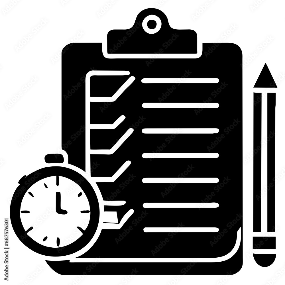 Clipboard checklist with clock and calendar. deadline checklist ...
