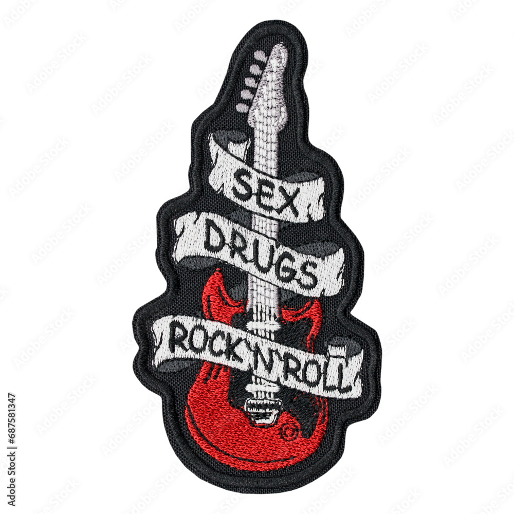 Embroidered patch Sex Drugs Rock N Roll, Guitar. Punk, Heavy Metal ...
