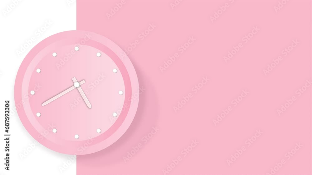beautiful 3D clock animation on a pink background, beautiful clock ...