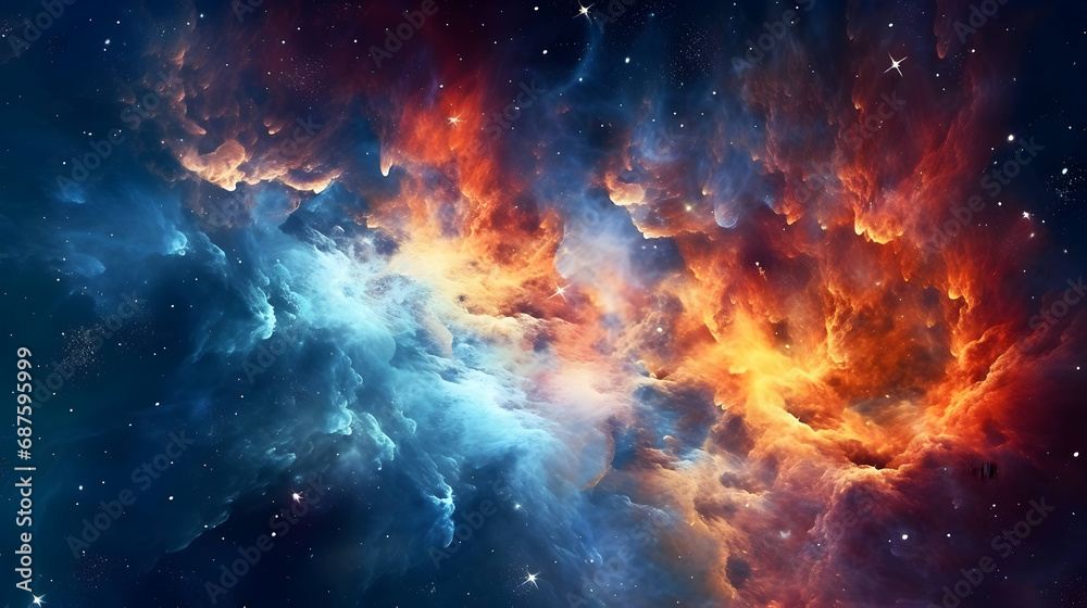 Deep blue space background filled with nebulae and myriads of stars,Ai ...