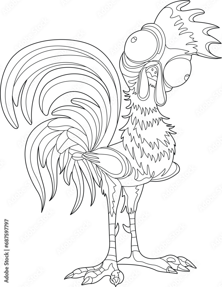 Chicken Outline Vector illustration. Chicken Coloring Pages. Animal ...