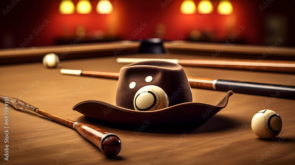 Cartoon image of a Billiards Nine Ball with a face and cowboy hat ...