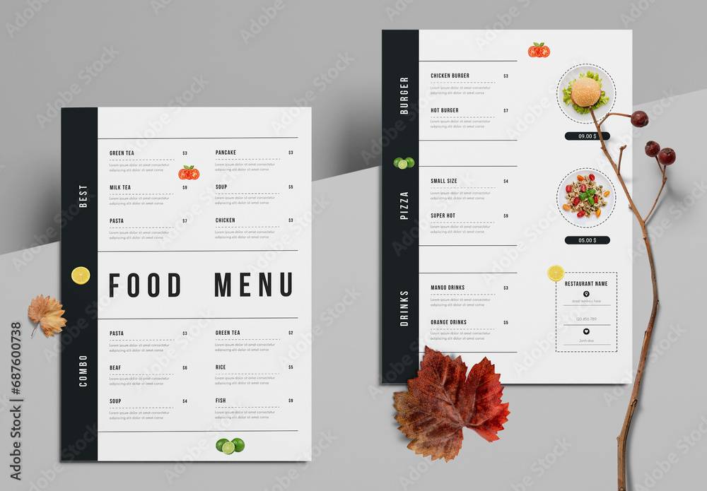 Food Menu Template Layout Stock Template | Adobe Stock