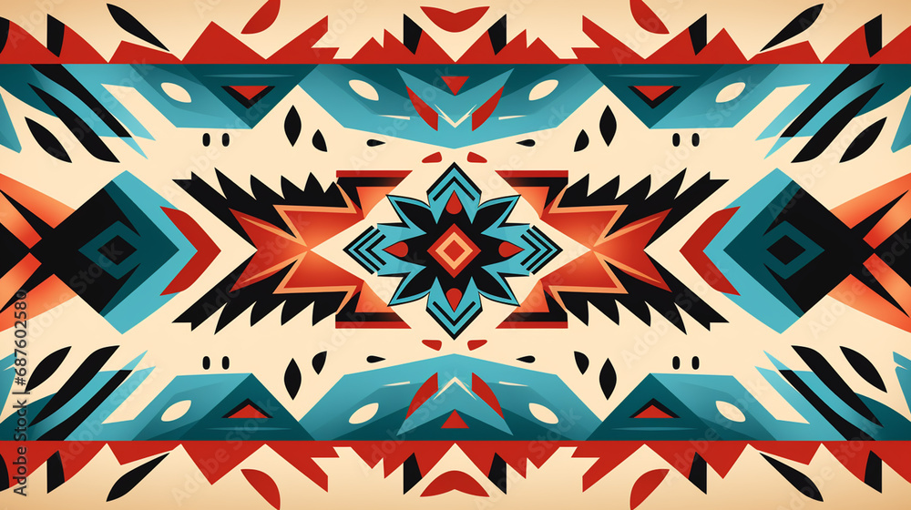 Aztec ethnic motif. Native american geometric pattern, colored mexican ...