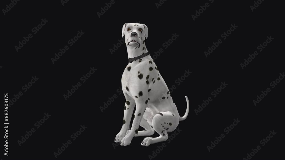 Dalmatian Dog - Seating and Barking Loop - Alpha Channel - Realistic 3D ...