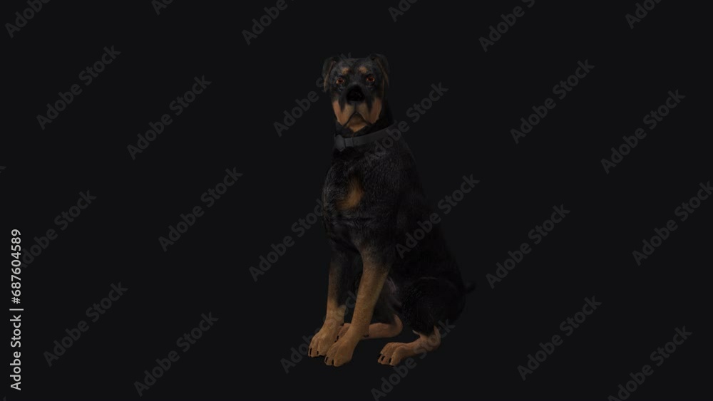 Rottweiler Dog - Seating and Barking Loop - Alpha Channel - Realistic ...