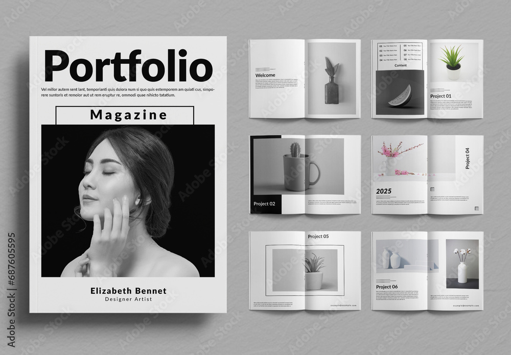 Protfolio Magazine Design Template Layout Stock Template | Adobe Stock