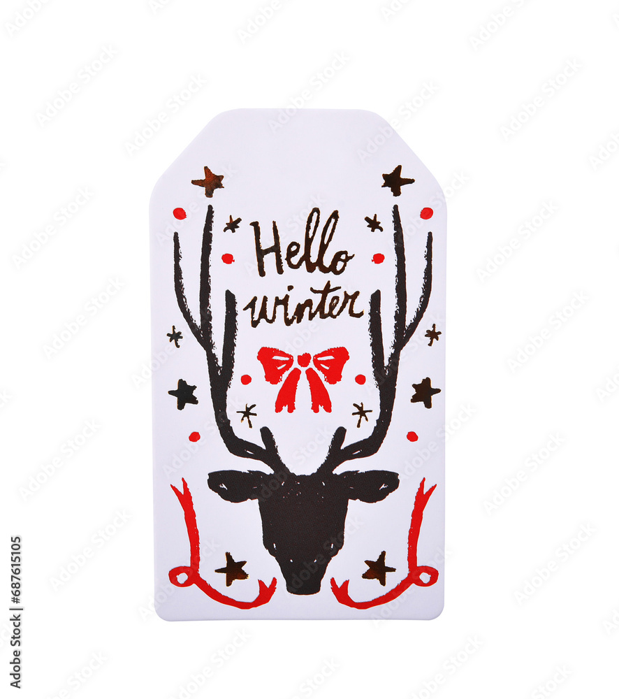 Christmas reindeer label ornament isolated on transparent background ...