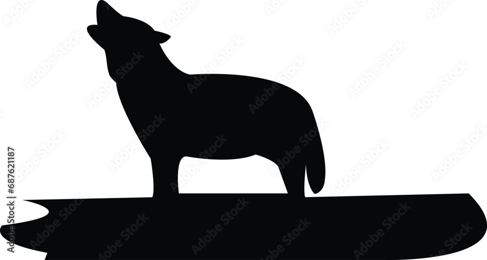Howling Wolf silhouette, design logo, clipart. Wolf howling trending ...