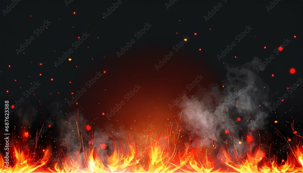 background with fire sparks embers and smoke overlay effect of burn ...