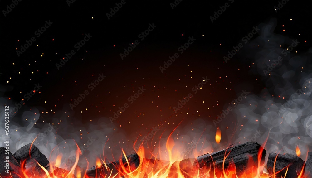 background with fire sparks embers and smoke overlay effect of burn ...