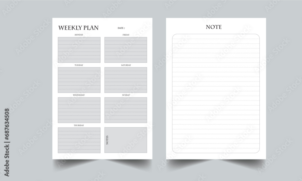 Editable Weekly Planner Kdp Interior printable template Design. Stock ...