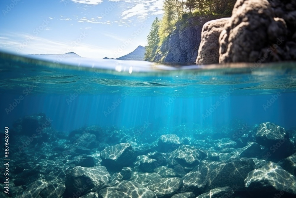 Underwater world, showing beauty, diversity of marine life, sun rays ...