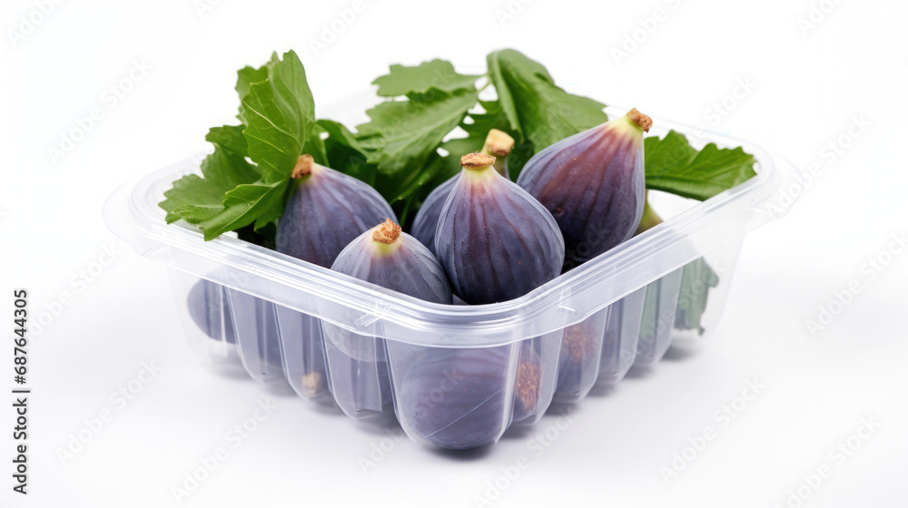 Plump Figs in a Clear Plastic Container: A Close-Up Photo with Textured ...