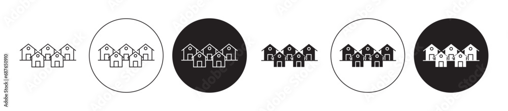 Neighborhood symbol set. Village house community icon in suitable for ...