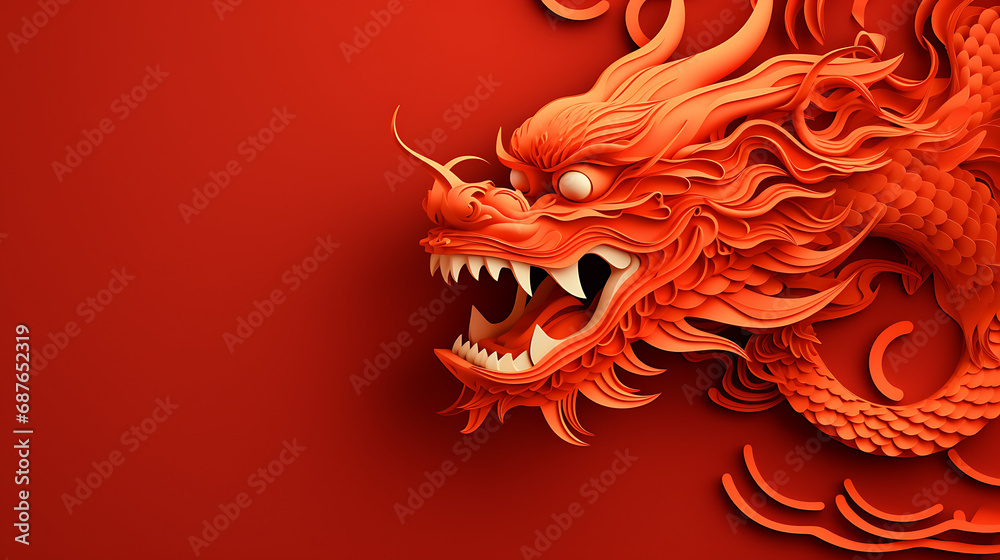 Year of the dragon: Dragon in chinese paper cutting art style for ...