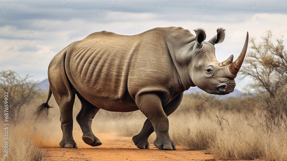 Rhino Majesty: A powerful image of a rhinoceros, showcasing its ...