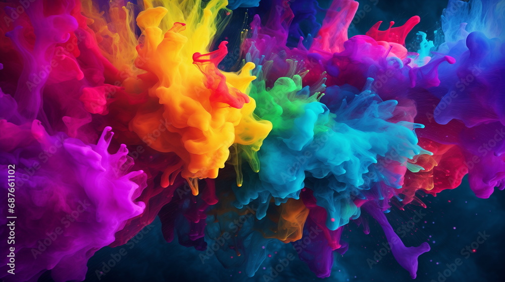 Holi color paint splatter powder festival explosion burst powder wide ...