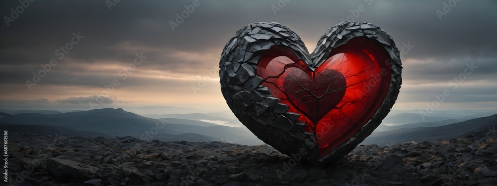 A dead but still living stoned loving heart in a harsh environment ...