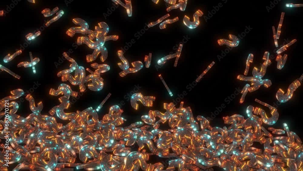 Question Mark Rain. 3d Question Mark Falling On Black Background.3d ...