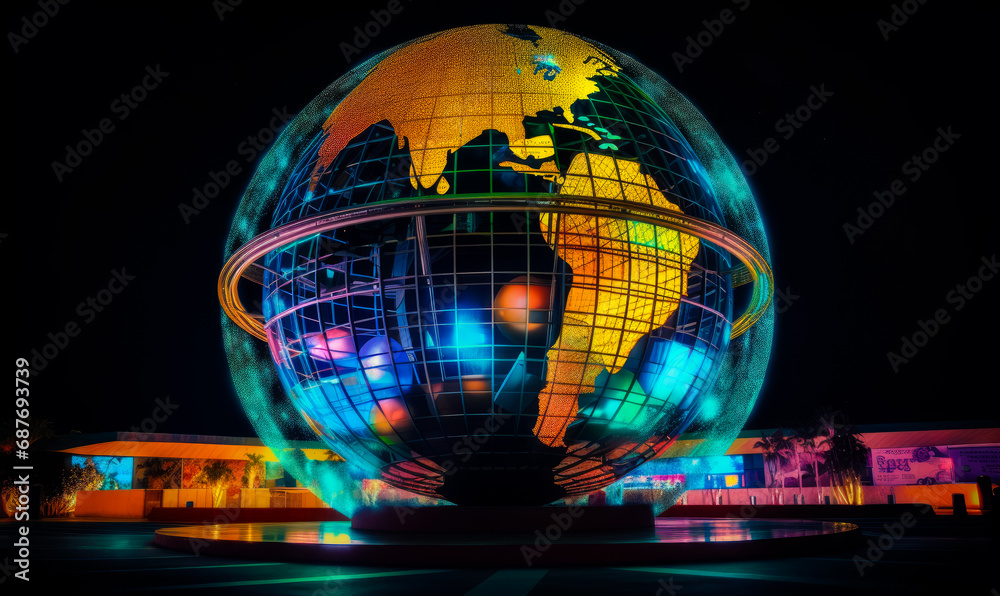 The Magnificent Illuminated Globe in the Heart of a Majestic Building ...