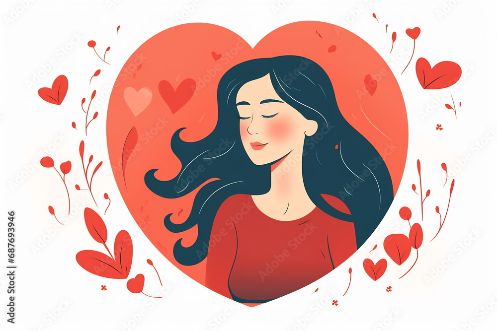 Illustration of a woman in love. Fall in love, emoji, facial expression ...
