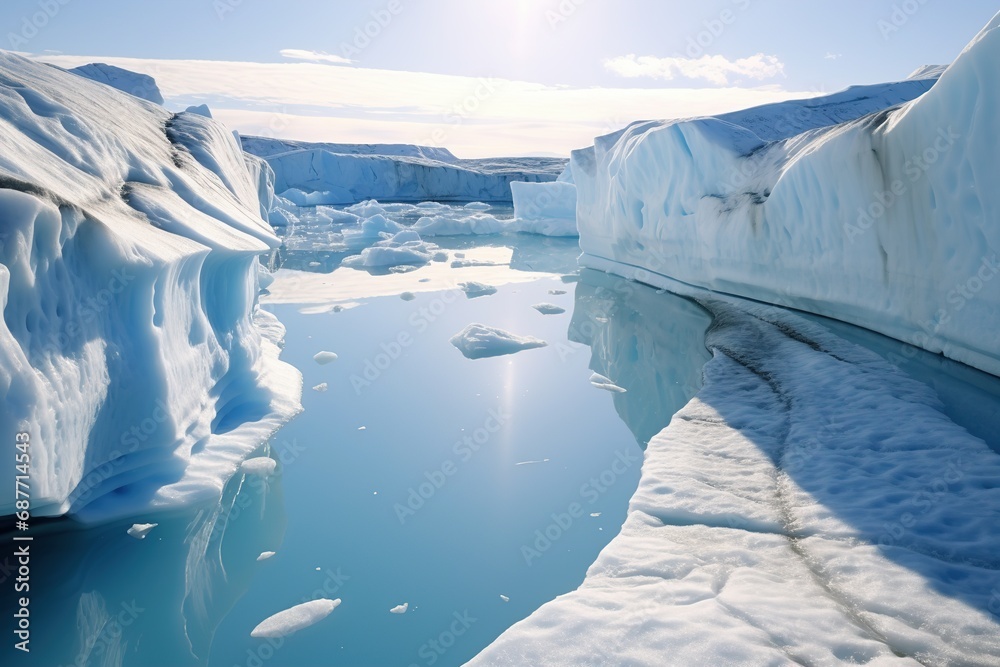 Greenland ice sheet. The Ice Cap crossing through striking glacier ...