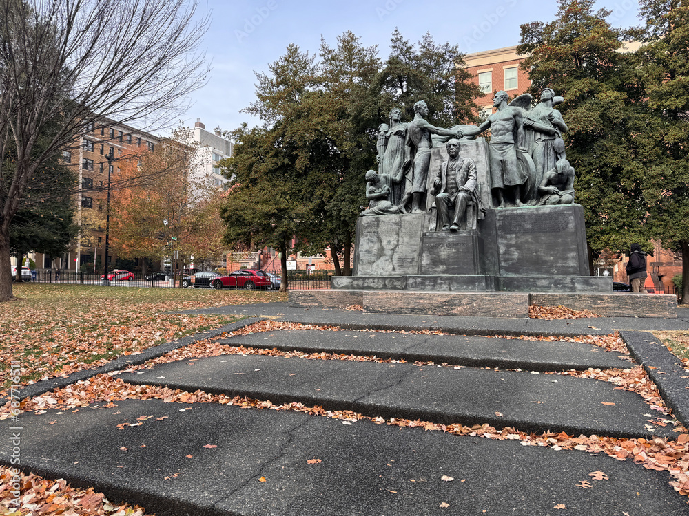 Washington, DC - December 2, 2023: Samuel Gompers Memorial parks statue ...