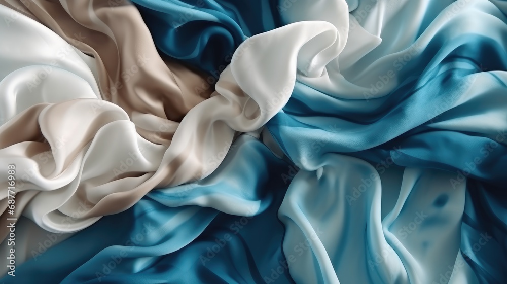Turquoise Blue and White Elegant Silk Satin Luxury Bedsheet background ...