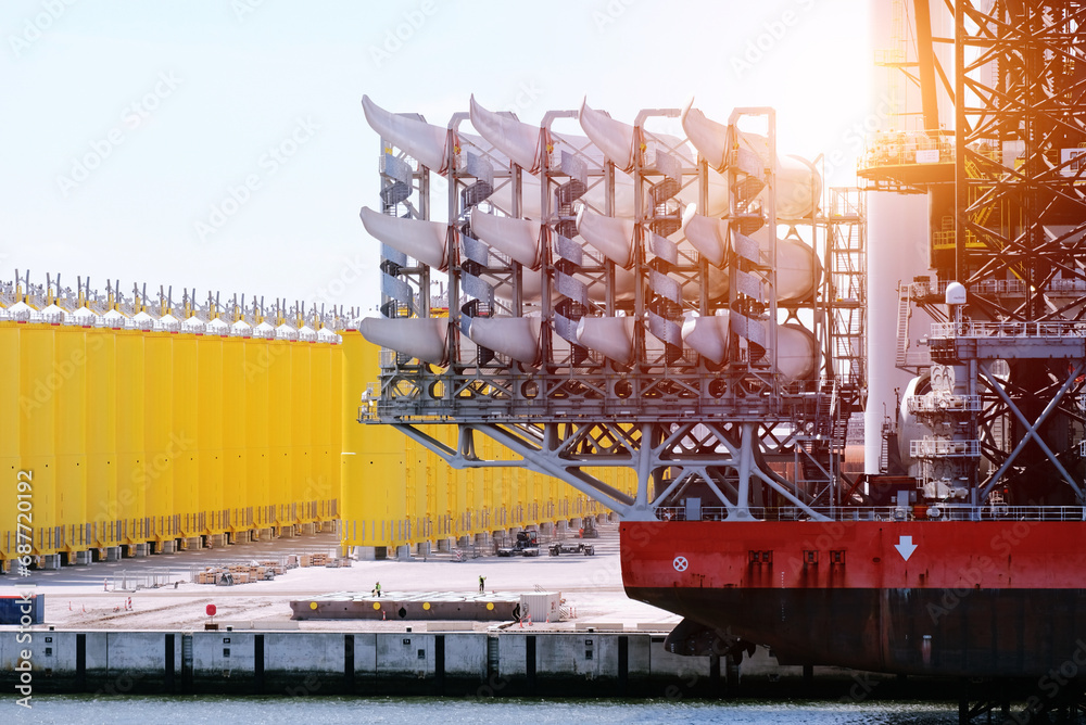 Wind Blades Loading Process On Board The Offshore Construction Vessel ...