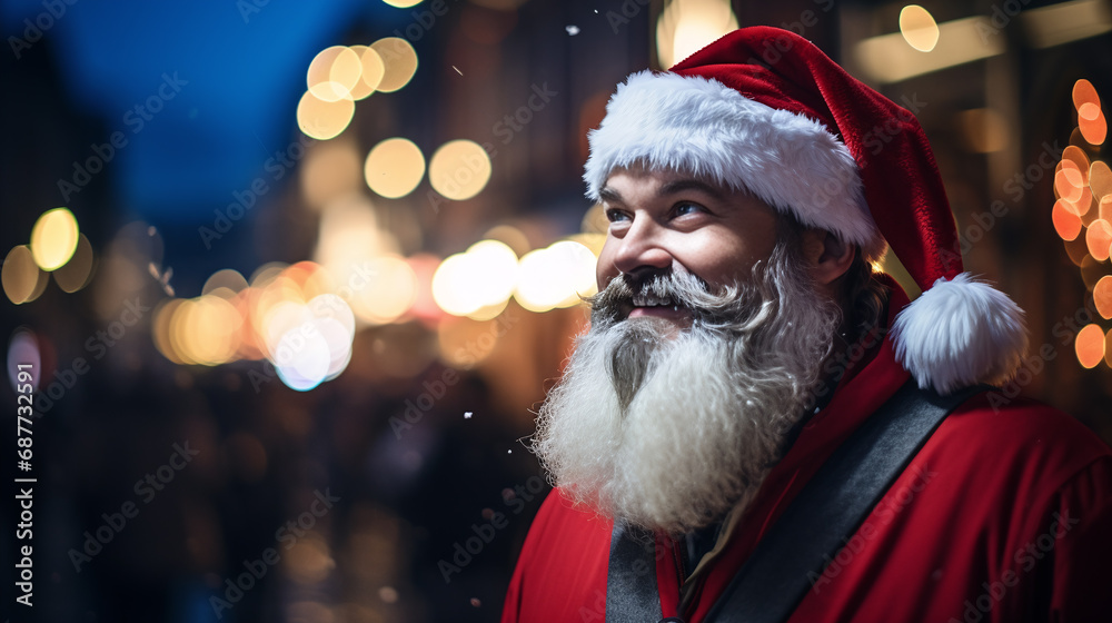 Old Man with a festive red hat and bushy beard brings the spirit of ...