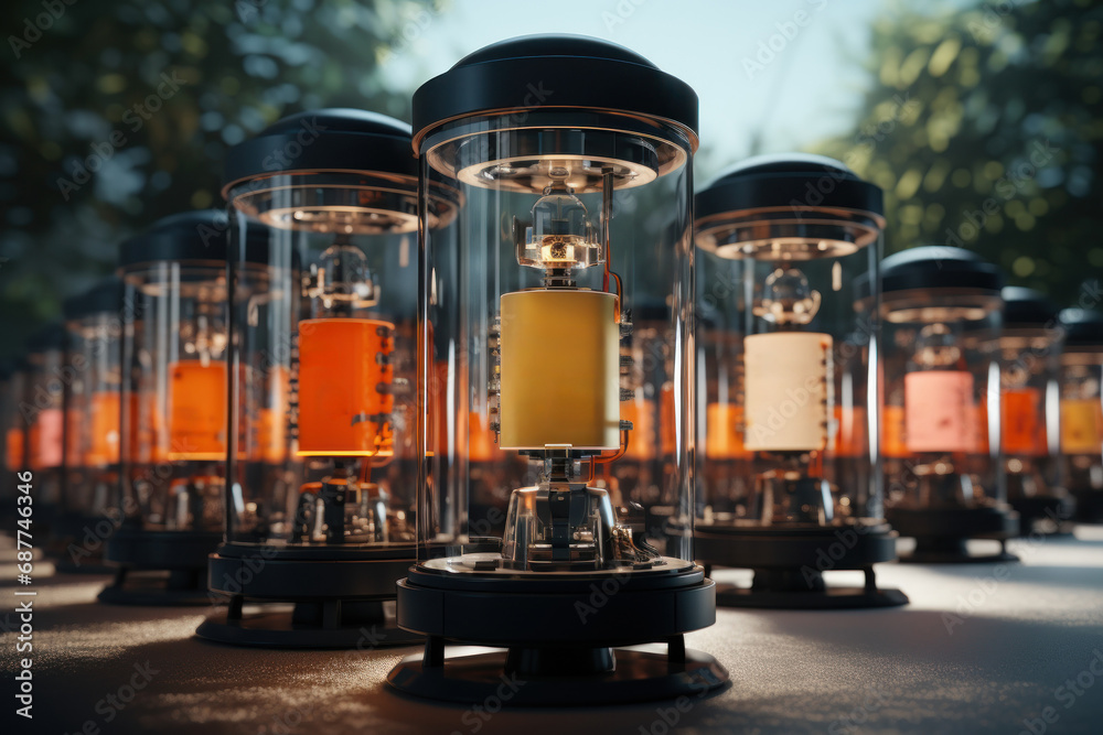 A conceptual illustration of small modular reactors, showcasing the ...