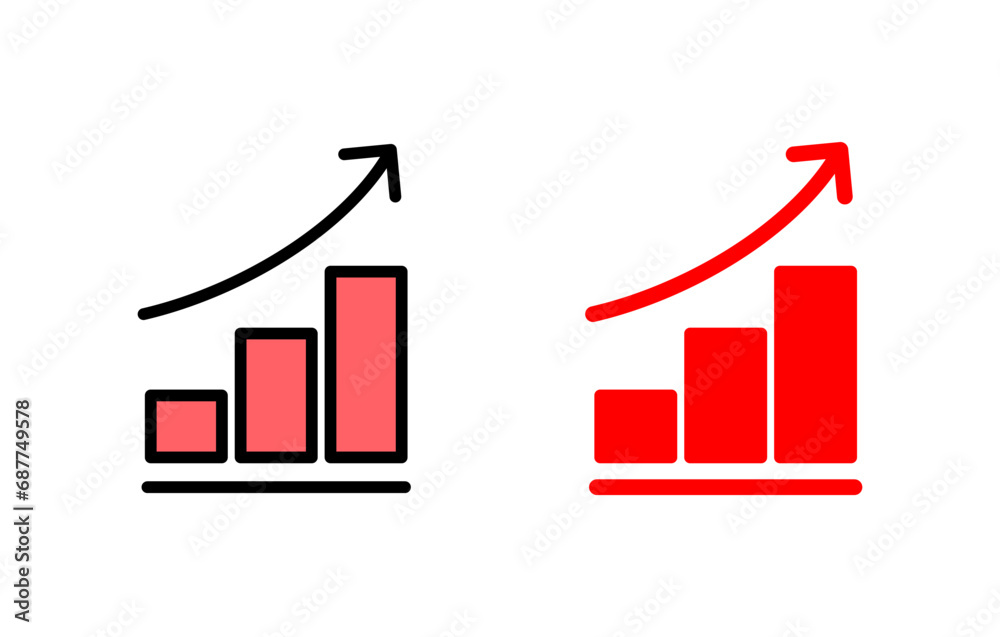 Growing graph Icon set illustration. Chart sign and symbol. diagram ...