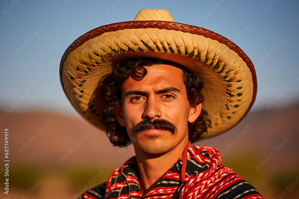 A portrait featuring a young strong and stylish Mexican man with curly ...