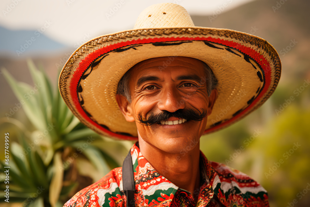 A Portrait Featuring A Stereotypical Image Of A Tanned Mexican Man With
