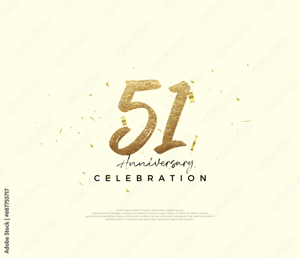 51st anniversary celebration, with gold glitter numbers. Premium vector ...